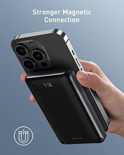 Baseus Magnetic Power Bank, 10,000mAh Foldable Kickstand Wireless Portable Charger, for Magsafe Battery Pack 20W USB-C for iPhone 14/14 Plus/14 Pro/14 Pro Max and iPhone 13/12 Series