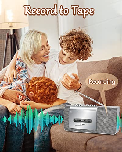 Gracioso Portable Cassette Player and Recorder, Cassette Tape Player/Recorder with AM/FM,Loud Build-in Speaker,Microphone,3.5mm Earphone Jack,Powered by AC or AA Battery for Gift,Home