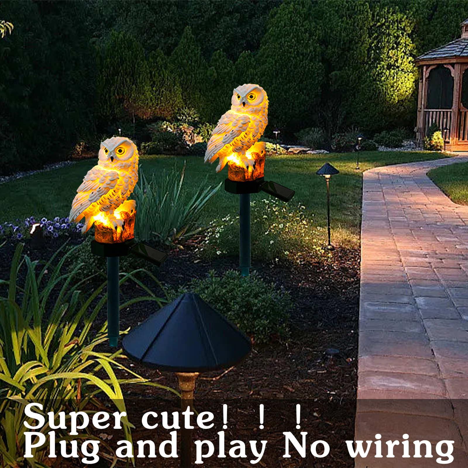 Owl Solar Garden Lights,Owl decor Garden Solar Light Outdoor Decor,Owl Path LED Lights,Solar Animal Lights,Outdoor Solar Garden Stake Light,Garden Statue Solar Light for Yard Housewarming Gift