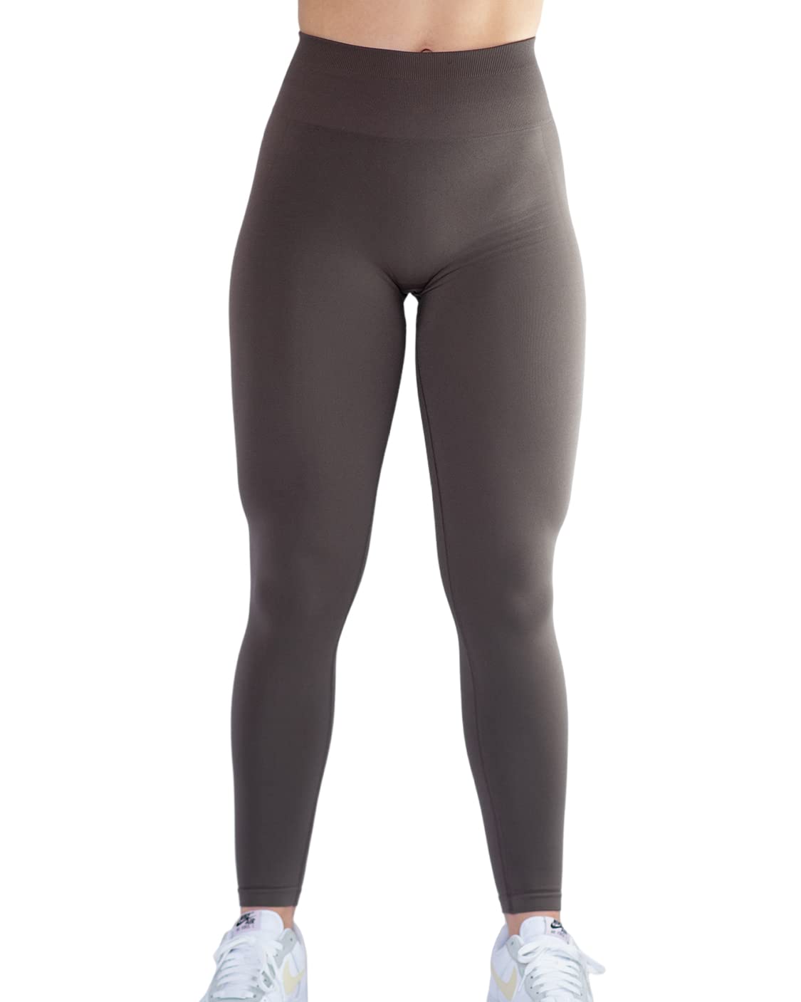 Seamless Scrunch Legging Women Yoga Pants 7/8 Tummy Control Workout Running for Fitness Sport Active Legging-25''(M,Chestnut Brown