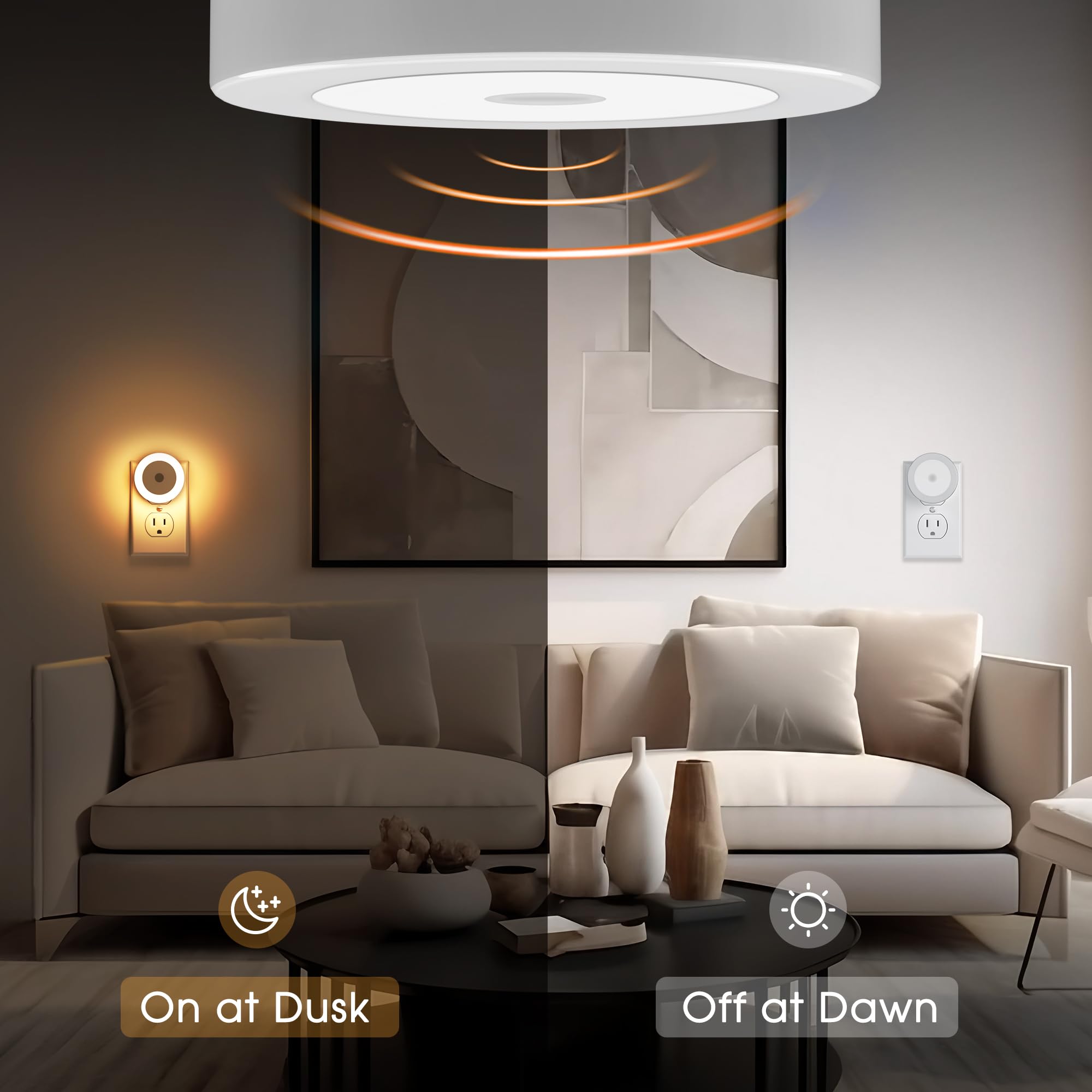 Night Light, Night Lights Plug into Wall [4Pack], Nightlight with Light Sensors, LED Night Light for Kids Room, Baby Night Light, Bathroom Night Light, Stair Lights, Hallway Light, Warm White