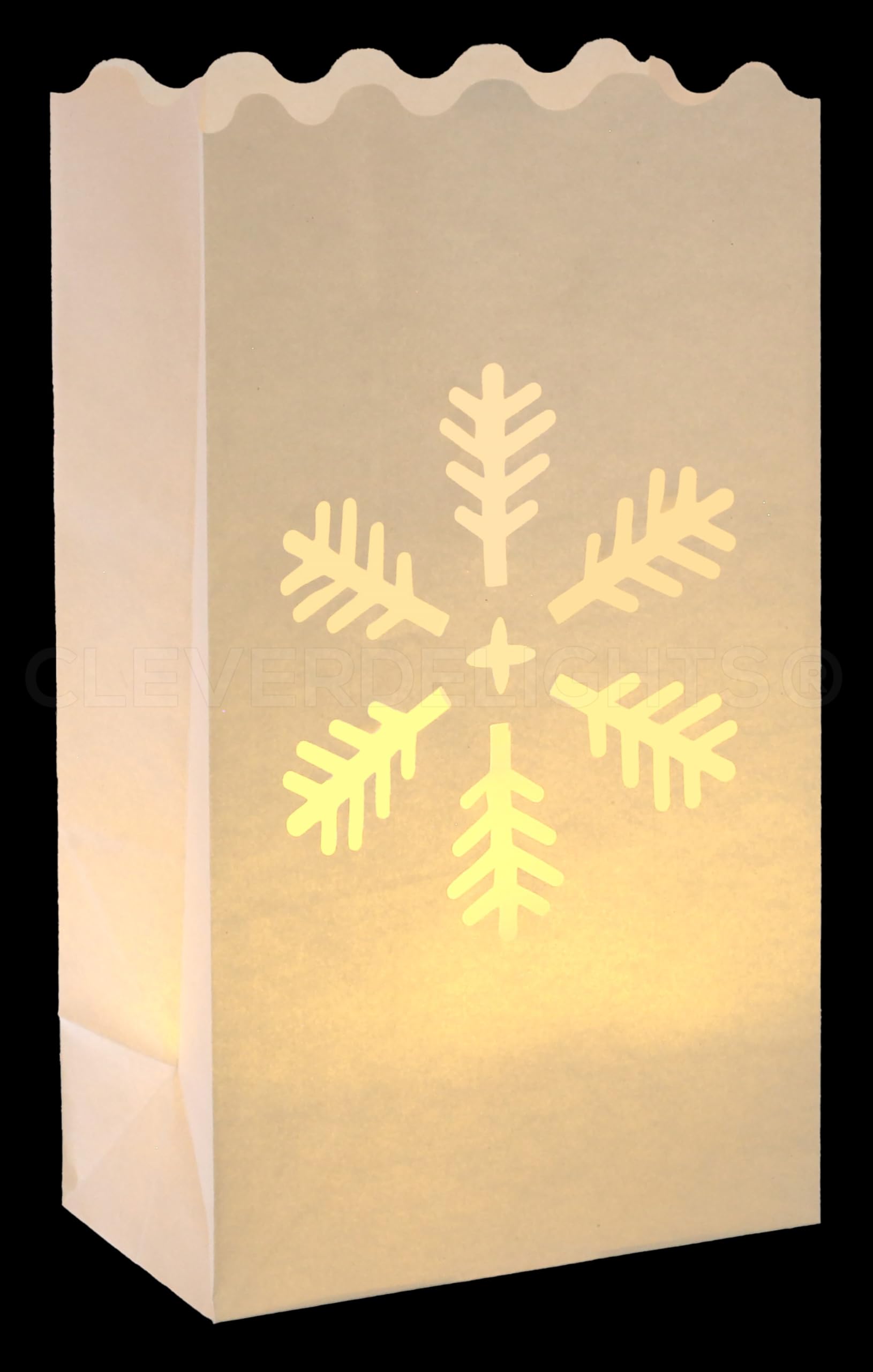 CleverDelights White Luminary Bags - 50 Count - Snowflake Design - Christmas Holiday Luminaria