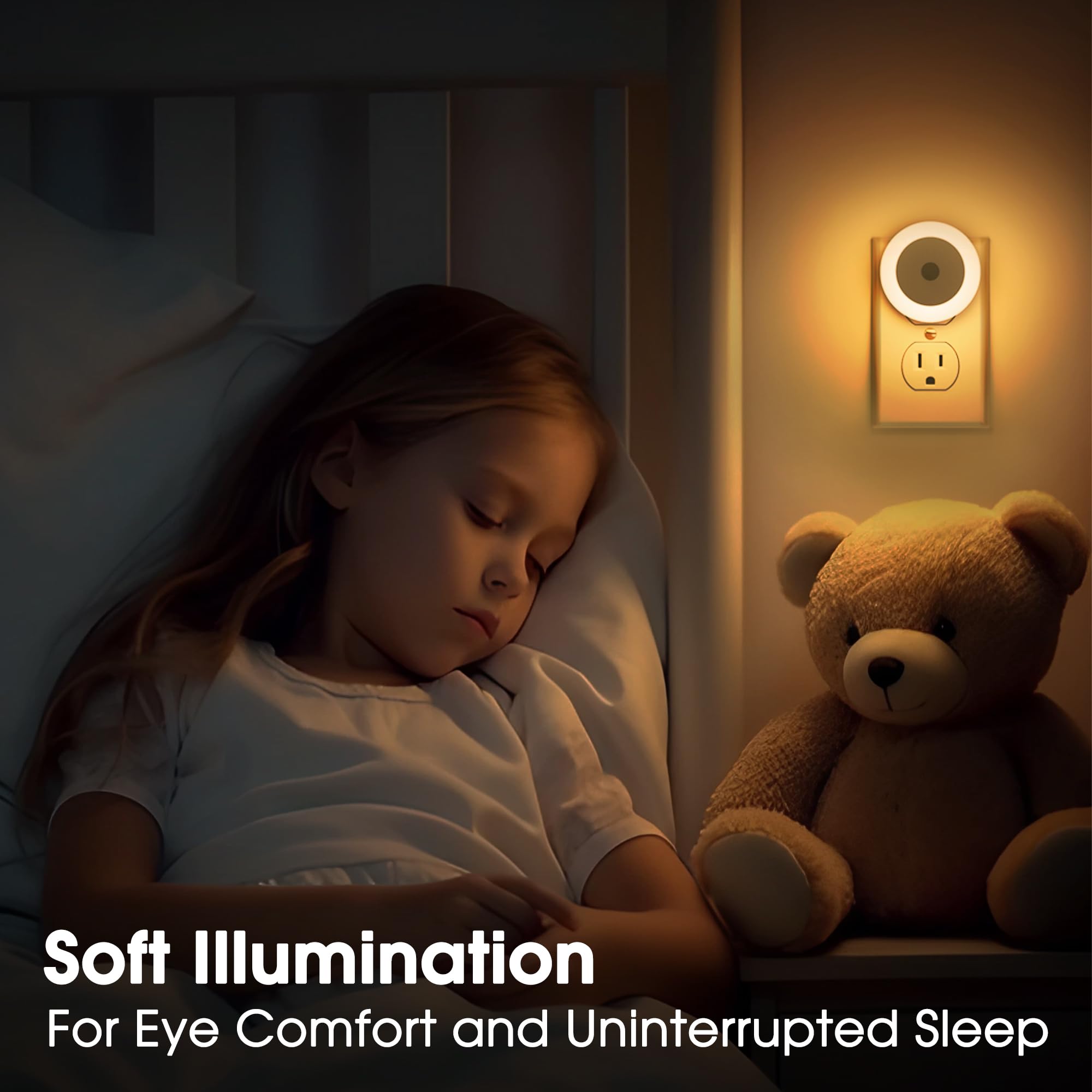 Night Light, Night Lights Plug into Wall [4Pack], Nightlight with Light Sensors, LED Night Light for Kids Room, Baby Night Light, Bathroom Night Light, Stair Lights, Hallway Light, Warm White