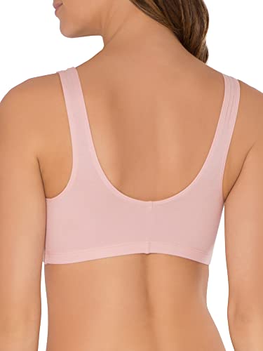 Fruit of the Loom Women's Front Close Builtup Sports Bra, White/Blushing Rose 2-Pack, 44