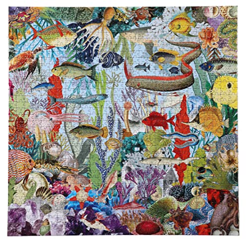eeBoo: Piece and Love Gems and Fish 1000 Piece Square Jigsaw Puzzle, Sturdy Puzzle Pieces, A Cooperative Activity with Friends and Family