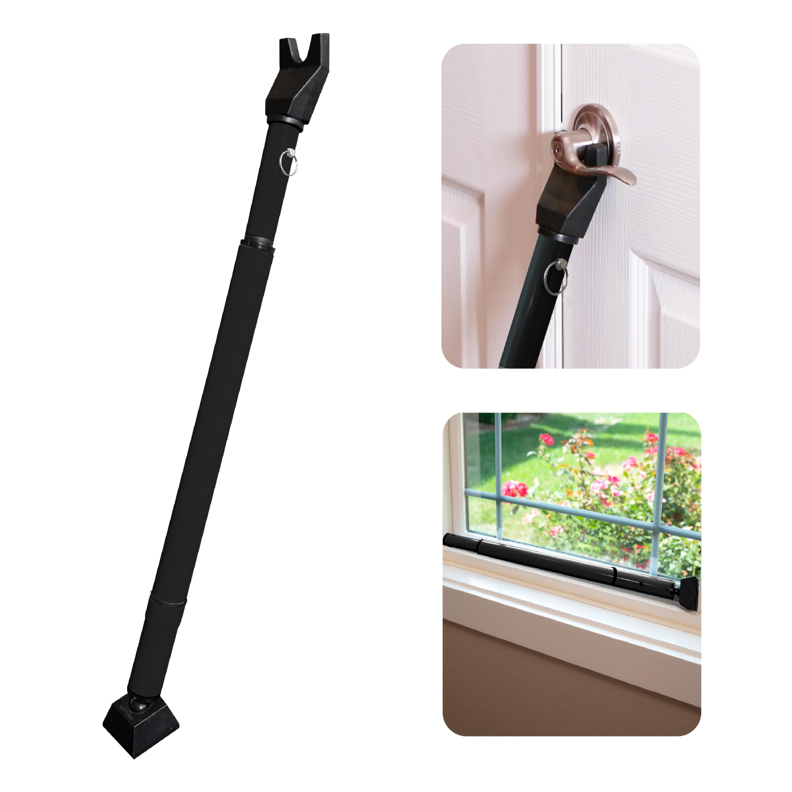Product Trend Door Security Bar, 2-Sets Adjustable-Length Portable Door Bar for Hinged and Sliding Doors, Home Safety and Travel Security, Extends 28 Inches to 45 Inches, Grey