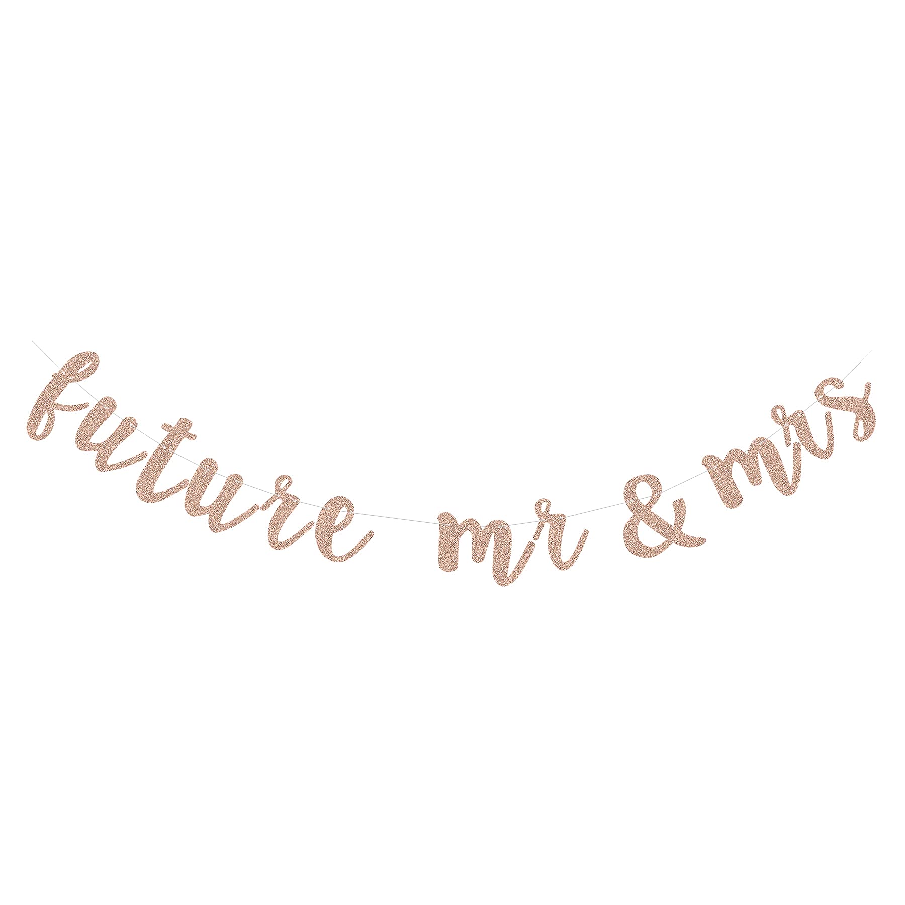 Rose Gold Glittery Future Mr & Mrs Banner for Engagement Bridal Shower and Groom Party Bunting Decorations