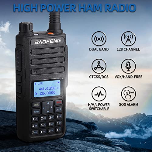 Ham Radio Baofeng BF-H6 10W High Power Two Way Radio Dual Band Handheld Walkie Talkie with Extra Battery Car Charger Programming Cable etc,2Pack