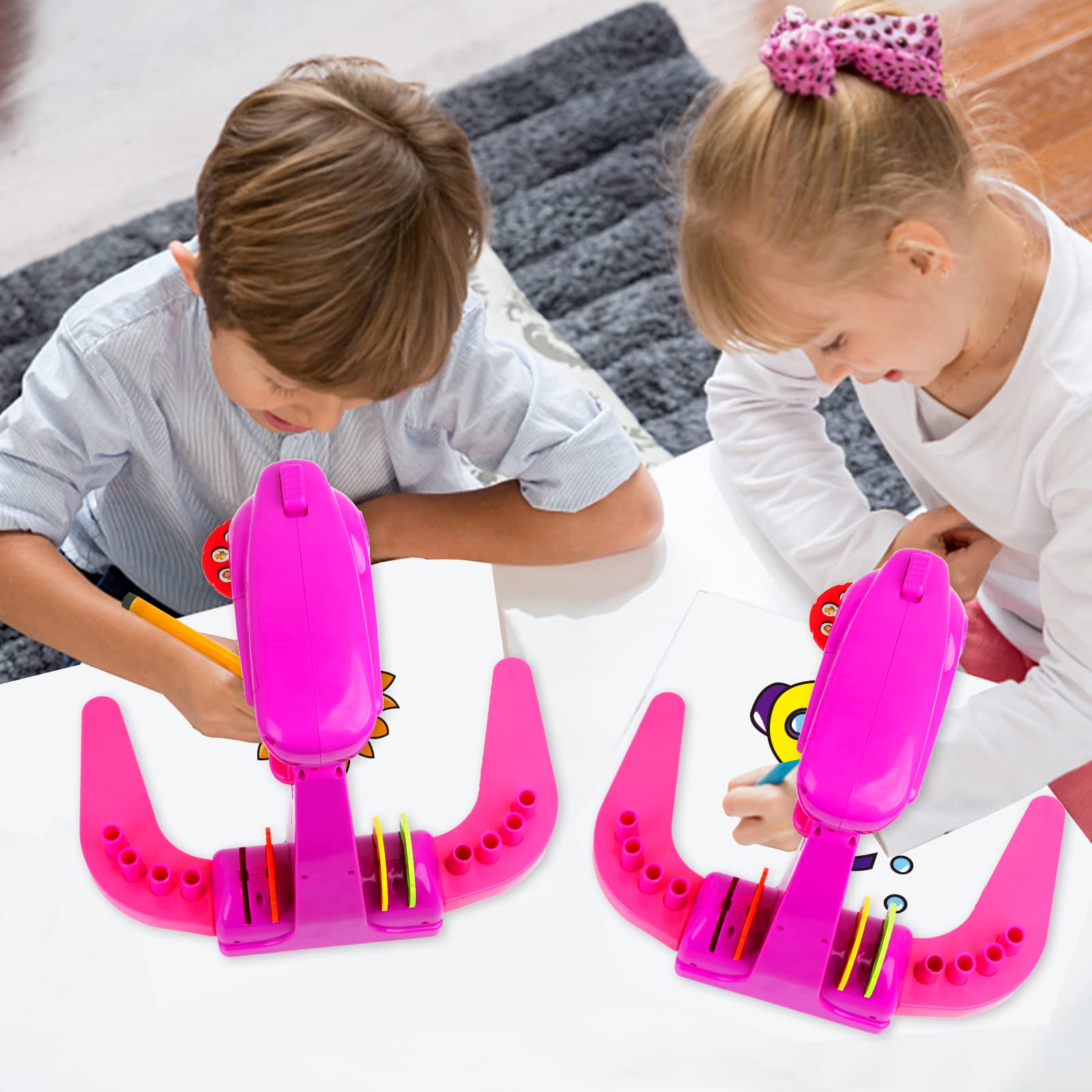 LEERFEI Kids Projection Drawing Toy,Smart Drawing Projector Toys,Trace and Draw Projector for Kids,with 32cartoon patters and 12color Brushes, Kid Learn to Draw and Sketcher (Pink)