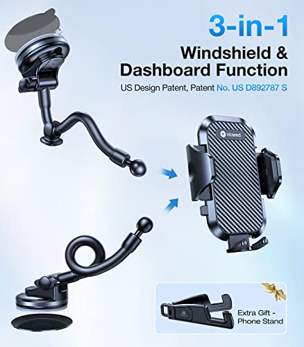 VICSEED Universal Phone Mount for Car [Strong Suction] [Flexible Durable Long Arm] Gooseneck Car Phone Holder Mount Windshield Dashboard 360 Rotation Cell Phone Holder Car for All Mobiles & Cases