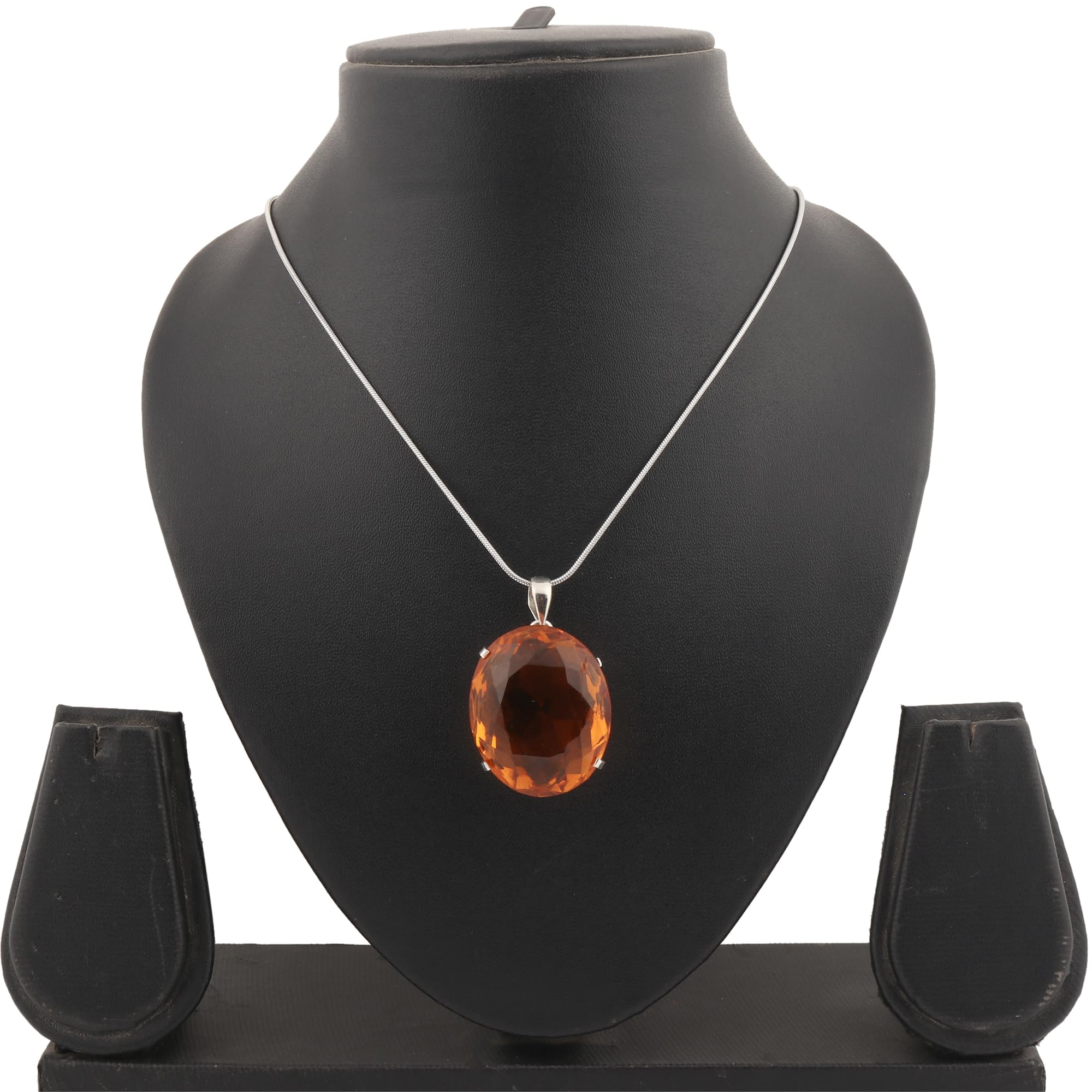 GEMHUB 105 Carat Yellow Citrine Gemstone Pendant Without Chain, 925 Sterling Silver Oval Shape Citrine Pendant Without Chain