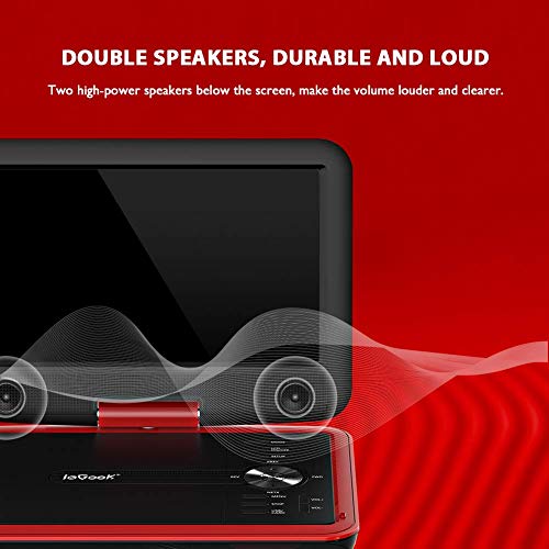 ieGeek 16.9'' Black Large Screen Portable DVD Player and 11.5'' Red Portable DVD Player