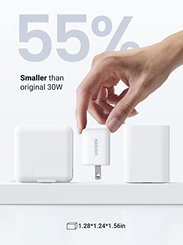 UGREEN AceCube 30W USB-C Power Adapter, USB C Charger GaN Charger, PD PPS Fast Charger Block Compatible with iPhone 14 Pro max/13 pro max, Galaxy S23/22/21, Pixel 7/7 Pro, iPad, MacBook Air