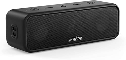 Soundcore 3 by Anker, Bluetooth Speaker with Stereo Sound, 24H Playtime, IPX7 Waterproof, Pure Titanium Diaphragm Drivers, PartyCast, BassUp, App, Custom EQ, for Home, Outdoor, and Beach