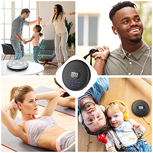 CD Player Portable, ARAFUNA Portable CD Player with Dual Stereo Speakers, Rechargeable CD Player for Car with Anti-Skip Protection, Walkman CD Player with Headphones and AUX Cable