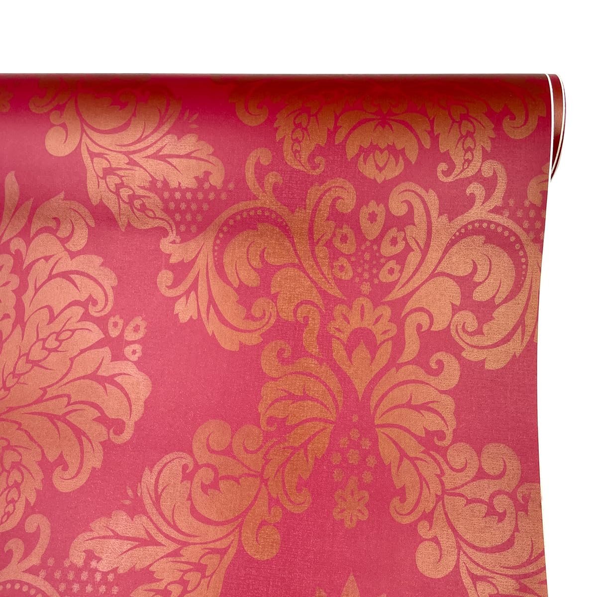 Yifely Red Golden Damask Self-Adhesive Shelf Drawer Liner PVC Furniture Paper 45x300cm