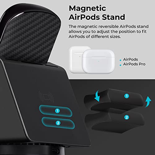 PITAKA 3 in 1 Wireless Charging Station Apple with Portable Battery Bank [MagEZ Slider] Wireless Charging Station for iPhone 14/13/12, and AirPods Pro/3/2