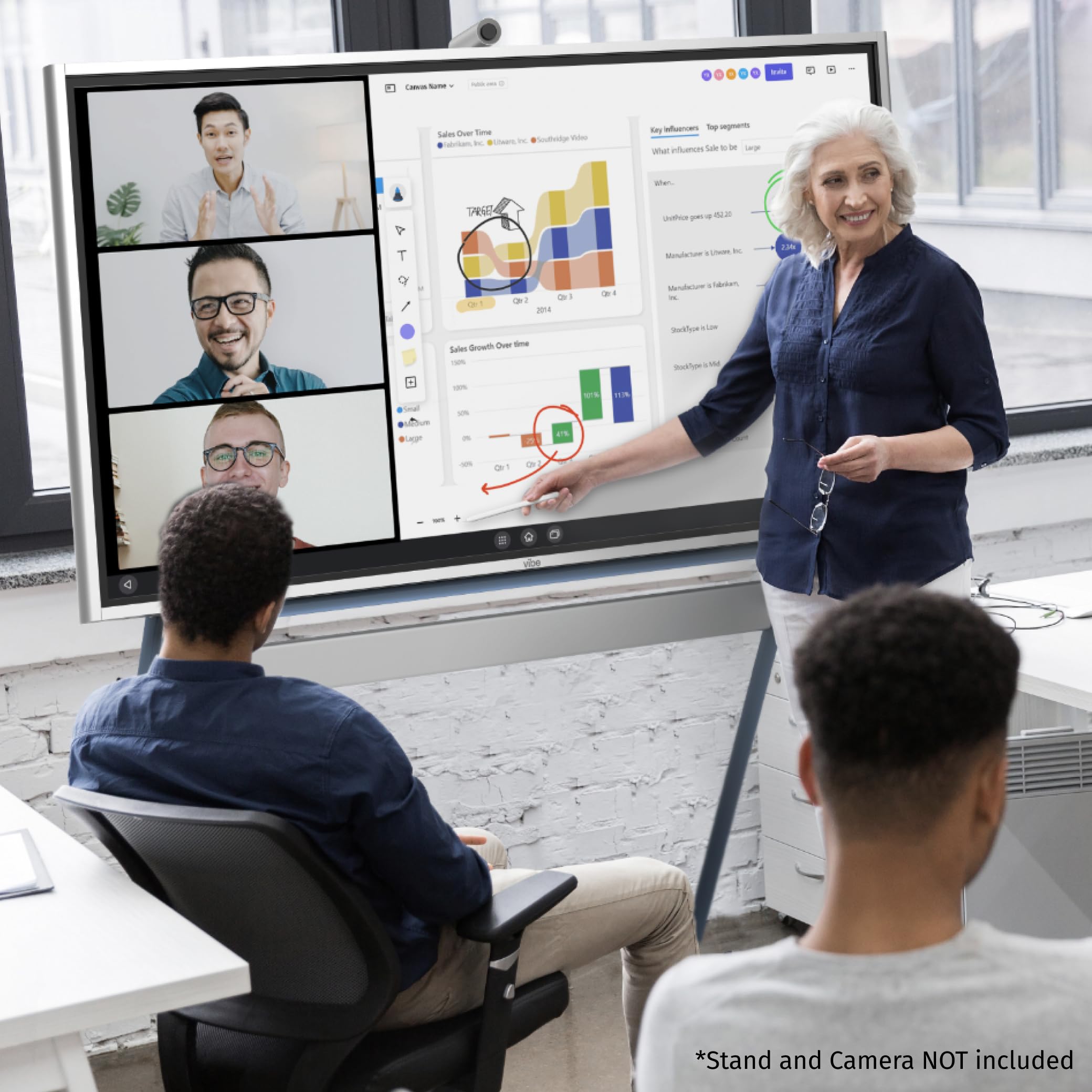Vibe S1 4K UHD Smart Board, 75 Inch Digital Whiteboard for Office and Classroom, Electronic Presentation Meeting Device for Hybrid Work, Interative Touchscreen Display, Chrome OS and 250+ Free Apps