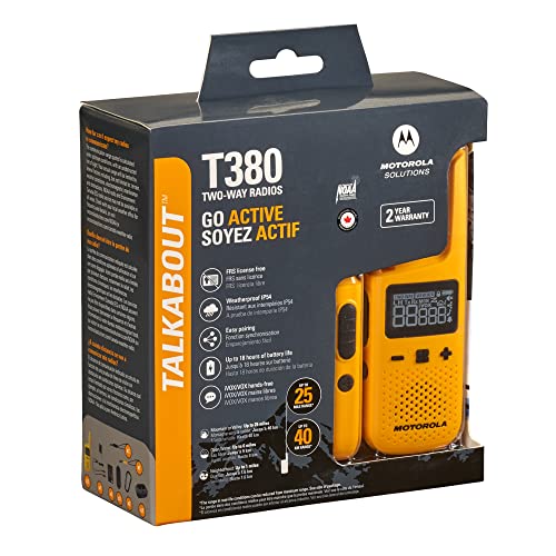 T380 Yellow 25 Mile 2 Way Radio W/Charging Dock