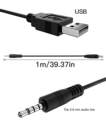 BERLAT 3.5mm Male AUX Audio Jack to USB 2.0 Male Charge Cable Adapter Cord, 2pack Audio Car Stereo Jack Cables to USB 2.0, USB Connection Kit, for Music Player- 3.3ft(Support Data Transmission)