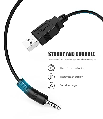 BERLAT 3.5mm Male AUX Audio Jack to USB 2.0 Male Charge Cable Adapter Cord, 2pack Audio Car Stereo Jack Cables to USB 2.0, USB Connection Kit, for Music Player- 3.3ft(Support Data Transmission)