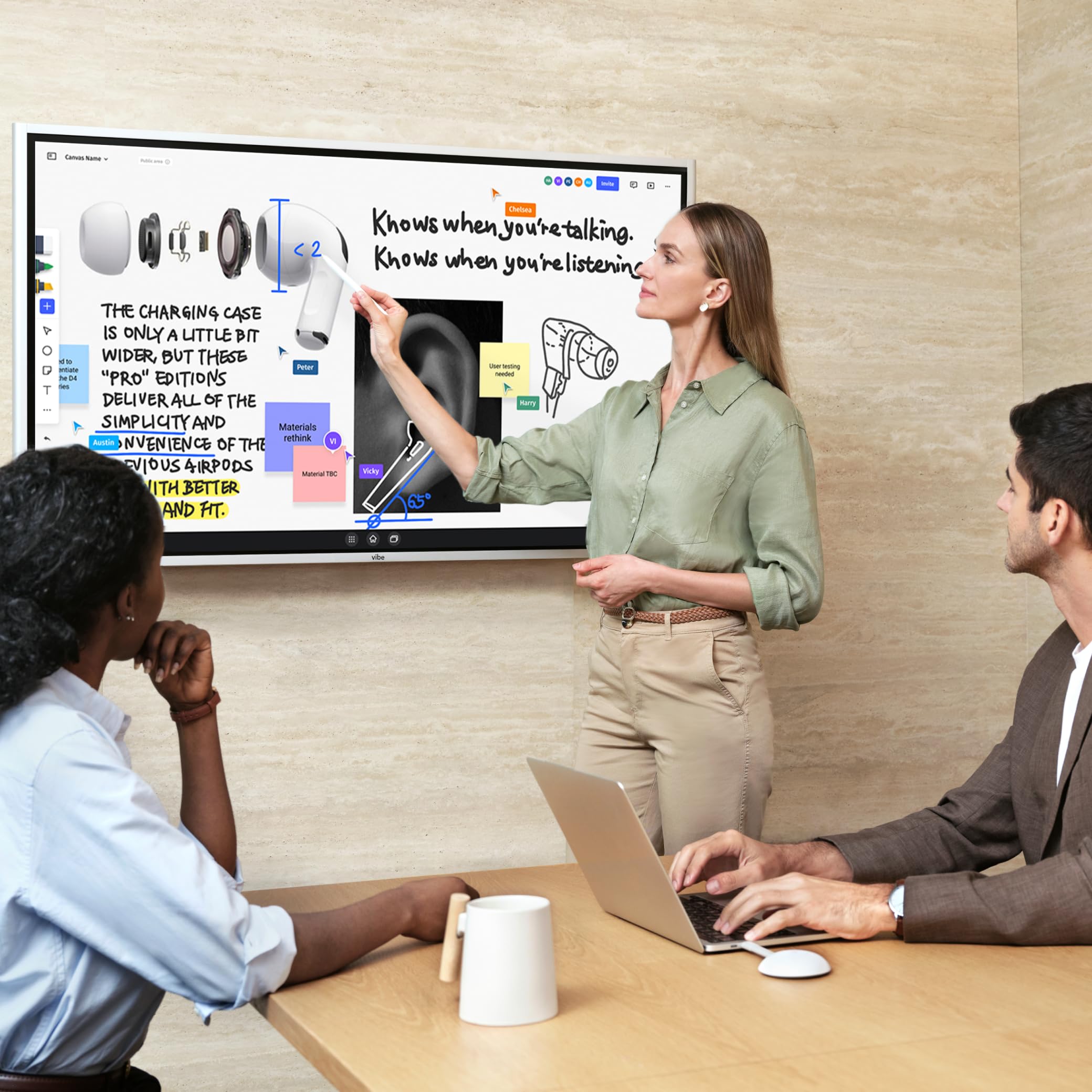 Vibe S1 4K UHD Smart Board, 75 Inch Digital Whiteboard for Office and Classroom, Electronic Presentation Meeting Device for Hybrid Work, Interative Touchscreen Display, Chrome OS and 250+ Free Apps