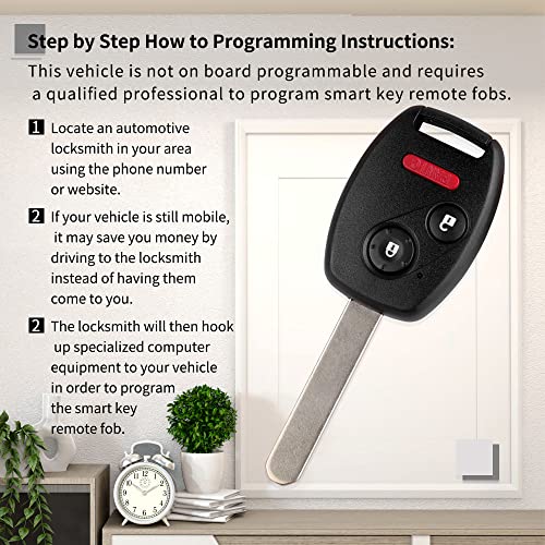 Keyless Entry Remote Car Key Fob Replacement Fits Fob for Honda 2005 2006 2007 2008 Pilot Replacement for CWTWB1U545