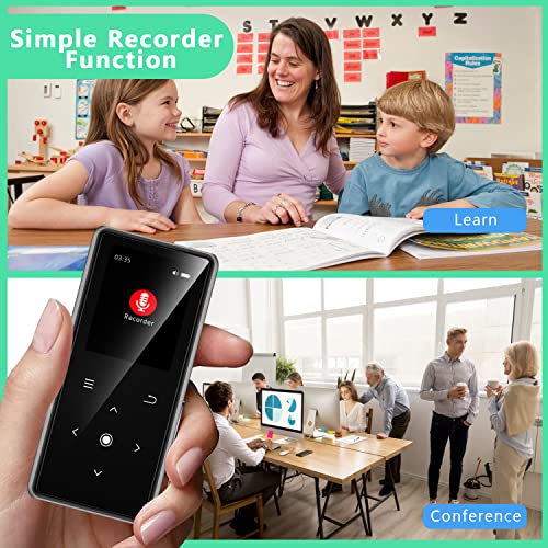 64GB MP3 Player with Bluetooth 5.2, AiMoonsa Music Player with Built-in HD Speaker, FM Radio, Voice Recorder, HiFi Sound, E-Book Function, Earphones Included
