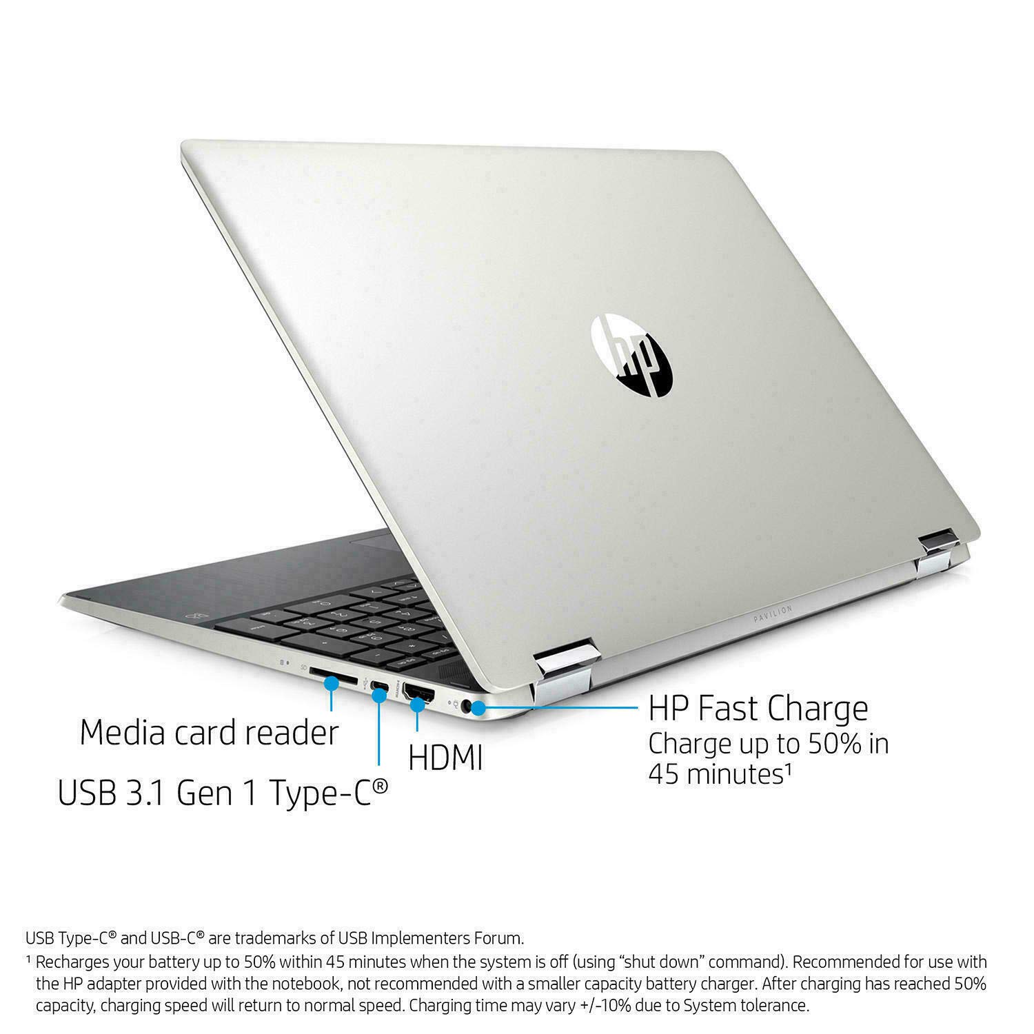 2020 HP Pavilion 15.6" 2-in-1 Convertible HD Touchscreen Laptop Intel Core i5-10210U 8GB DDR4 512GB M.2 SSD Windows 10