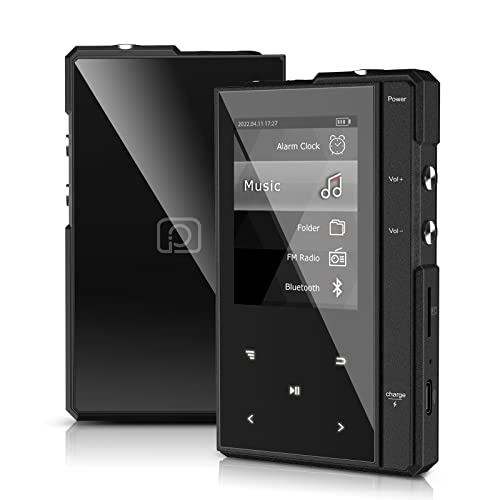 96GB MP3 Player with Bluetooth 5.0, Phinistec Z6 Music Audio Player with Speaker, Metal Body & Glass Back, FM Radio, Voice Recorder, E-Book, Support Micro SD Card up to 256GB