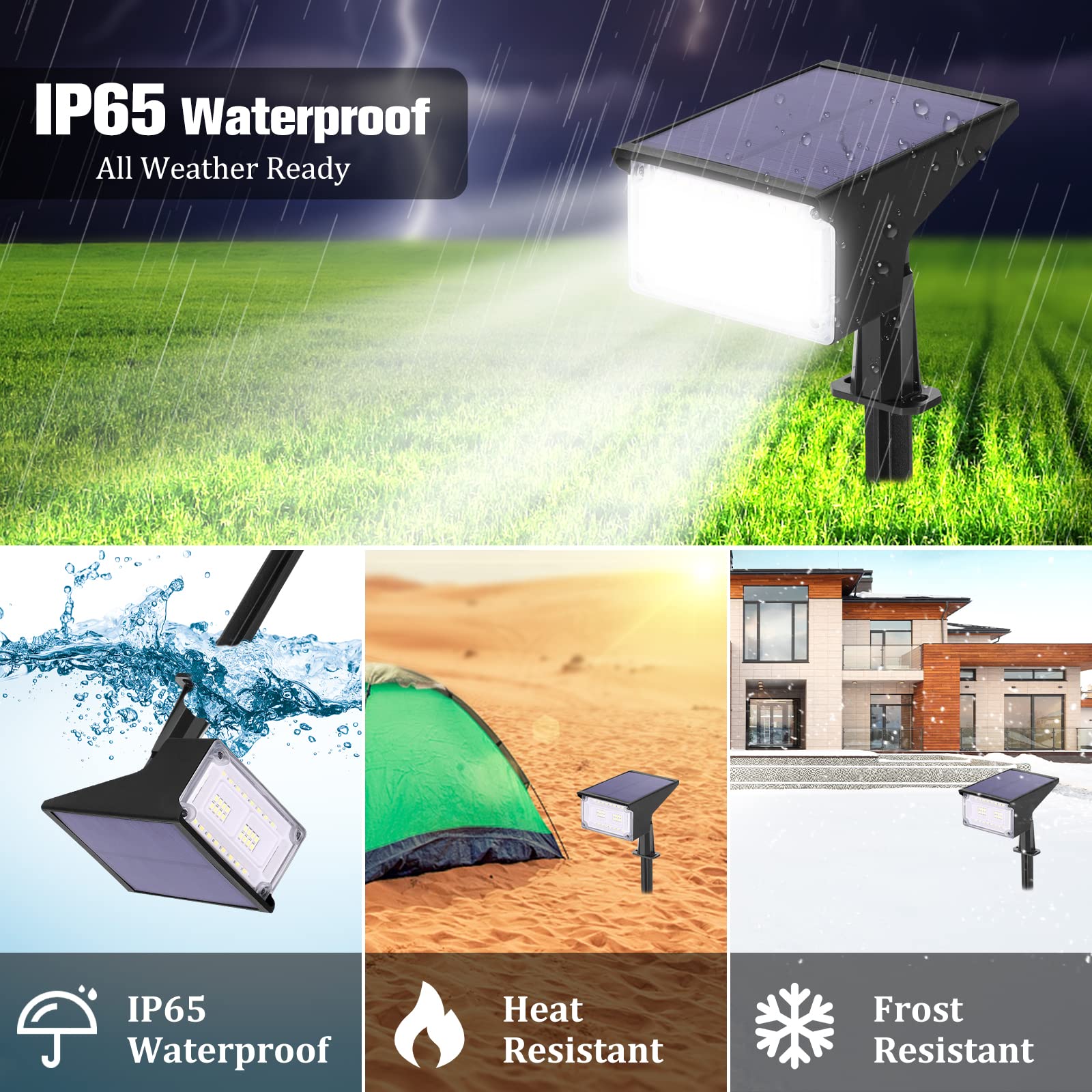 OOOLED Solar Spot Lights Outdoor, 6 Pack, 40 LEDs, 6500K Super Bright, IP65 Waterproof, Auto On/Off, Adjustable Light Head