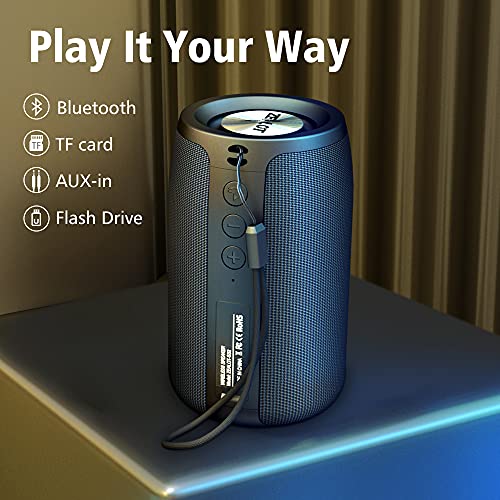 ZEALOT Portable Bluetooth Speakers, Waterproof Speaker IPX5, Mini Wireless Speaker, S32 Upto 12H Playtime, Stereo Pairing, MIC/TF Card/USB/AUX for Home/Outdoor Competible for iOS Andriod Black