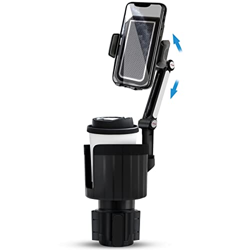 Ockivs Car Cup Holder Phone Mount Universal Adjustable Base with Cup Holder Expander Auto Cell Phone Stand for All Smartphone 2-in-1 Multifunctional Cup Holder Phone Holder