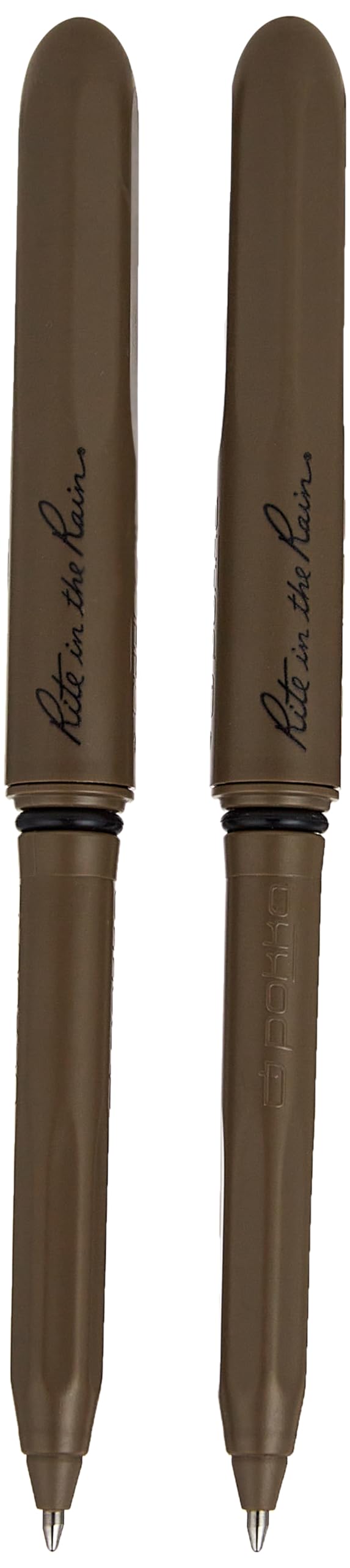 Rite in the Rain All-Weather EDC Pen, Flat Dark Earth Pokka 2-Pack, Black 0.8mm Ink, Fine Point (No. FDE92)