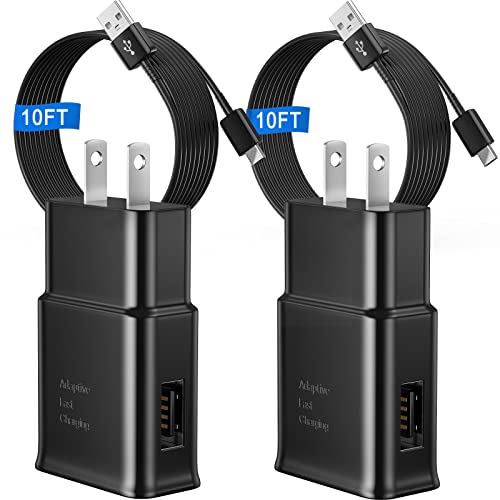 Android Phone Charger Type C Charger with 10 FT C Charger Cable Fast Charging for Samsung Galaxy S10/S10e/S10+/S9/S9+/S8/S8+/S23/S22/S21 Ultra/S20/Note 20/Note 10/Note 9/8/Z Flip 3/A03s/A02s, 2Pack