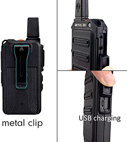 Retevis RT19 Walkie Talkies for Adults,Walkie Talkie with Earpiece and Mic Set,Metal Clip,1300mAh,USB Charger,Hands Free Two Way Radios for Warehouse Clinic Restaurant Easter Baskets for Kids (4 Pack)