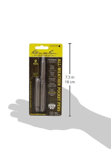 Rite in the Rain All-Weather EDC Pen, Flat Dark Earth Pokka 2-Pack, Black 0.8mm Ink, Fine Point (No. FDE92)