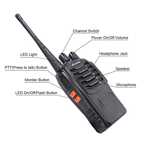 Ansoko Walkie talkies 10 Pack Long Range Rechargeable 2 Way Radio UHF 16-Channel with Earpiece Li-ion Battery and Charger (Pack of 10)