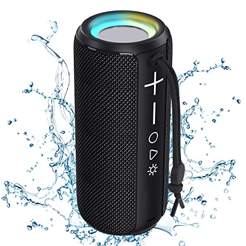 LENRUE Bluetooth Speaker, Portable Wireless Speaker, Waterproof Outdoor Speakers with Light,HiFi Stereo Sound, 24H Playtime,Gift for Men and Woman to Beach,Pool, Bike, Shower