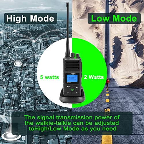 SAMCOM FPCN30A Two Way Radios Long Range 5 Watts Walkie Talkies for Adults Rechargeable 2 Way Radios UHF Programmable Handheld Business Radio 1500mAh Battery with Earpieces,Group Call, 6 Packs