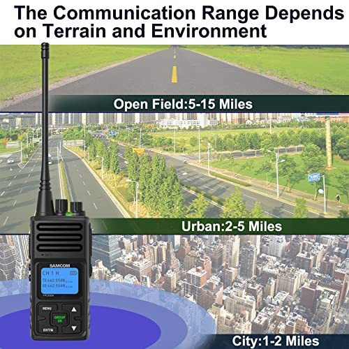 SAMCOM FPCN30A Two Way Radios Long Range 5 Watts Walkie Talkies for Adults Rechargeable 2 Way Radios UHF Programmable Handheld Business Radio 1500mAh Battery with Earpieces,Group Call, 6 Packs
