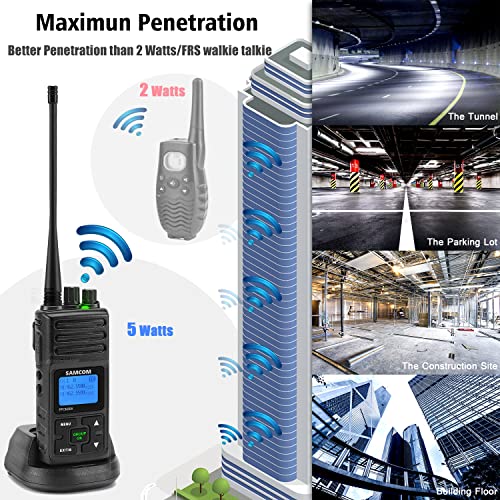 SAMCOM FPCN30A Two Way Radios Long Range 5 Watts Walkie Talkies for Adults Rechargeable 2 Way Radios UHF Programmable Handheld Business Radio 1500mAh Battery with Earpieces,Group Call, 6 Packs