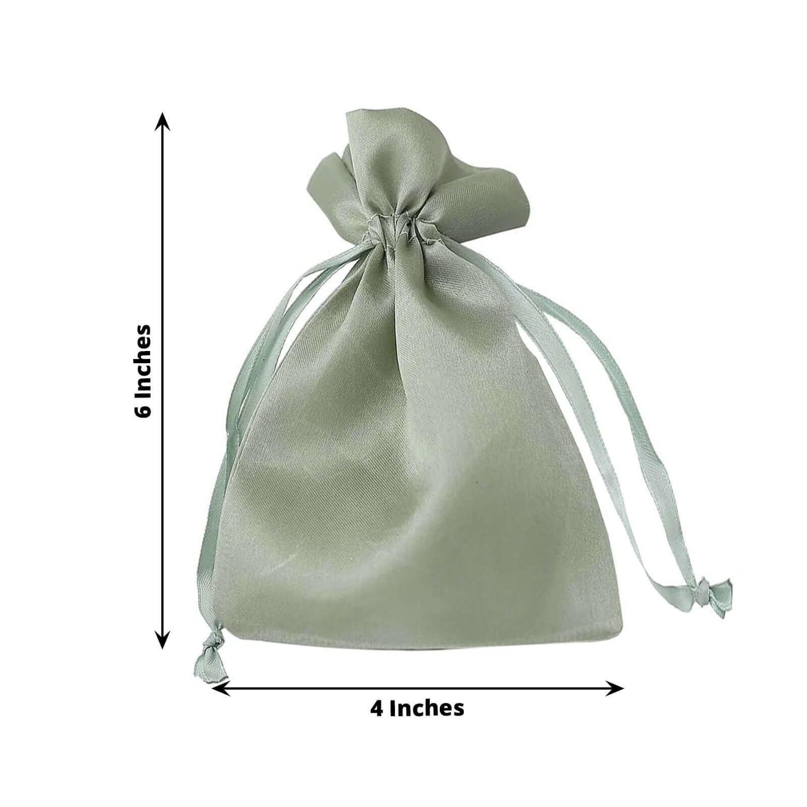 Efavormart 12PCS Sage Green Satin Gift Bag Drawstring Pouch Wedding Favors Bridal Shower Candy Jewelry Bags - 4"x 6"
