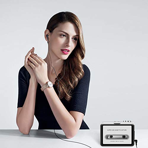 Reshow Cassette Player β Portable Tape Player Captures MP3 Audio Music via USB β Compatible with Laptops and Personal Computers β Convert Walkman Tape Cassettes to iPod Format (Silver)