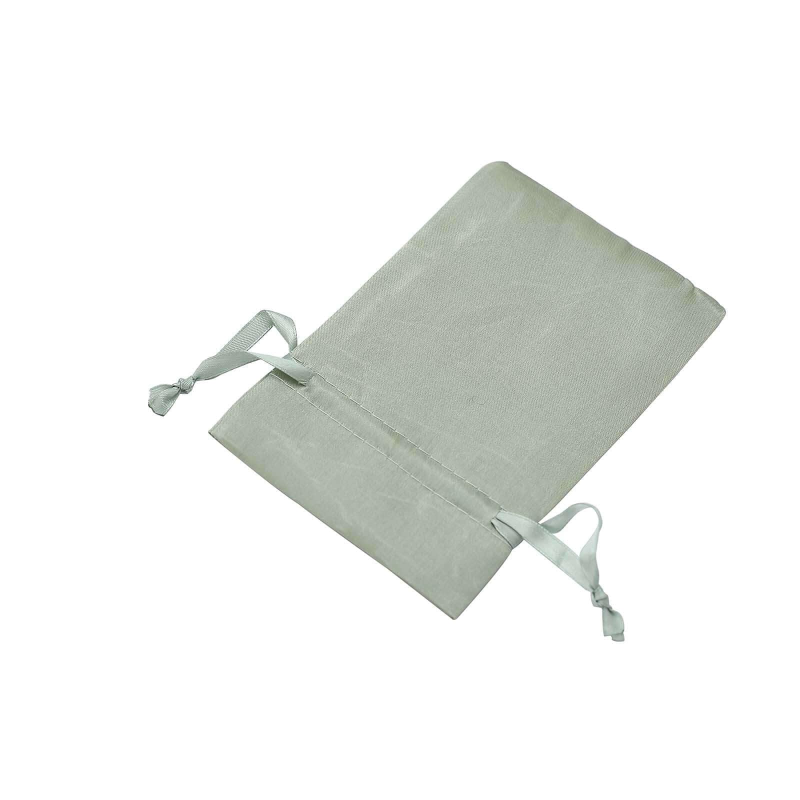 Efavormart 12PCS Sage Green Satin Gift Bag Drawstring Pouch Wedding Favors Bridal Shower Candy Jewelry Bags - 4"x 6"