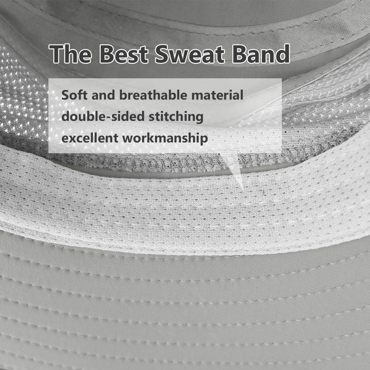 LCZTN Mens UPF 50+ Sun Protection Safari Cap Wide Brim Fishing Hiking Hat with Neck Flap for Garden Work (2 Pack-Light Grey&Light Grey)