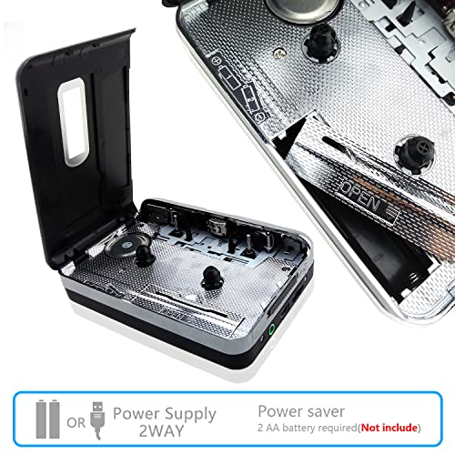 Reshow Cassette Player β Portable Tape Player Captures MP3 Audio Music via USB β Compatible with Laptops and Personal Computers β Convert Walkman Tape Cassettes to iPod Format (Silver)