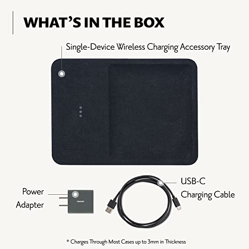 Courant Catch:3 Essentials - Belgian Linen Wireless Charger & Valet Tray - Qi-Certified, Compatible with iPhone 14, 13, 12, 11, Samsung Galaxy S23, S22, S21, S20, Note, AirPods, AirPods Pro (Charcoal)