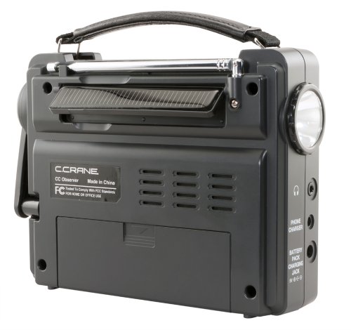 C. Crane CC Solar Observer Wind Up Solar Emergency Crank Radio with AM, FM, NOAA Weather, Built in LED Flashlight, Cellphone Charger and AC Adapter