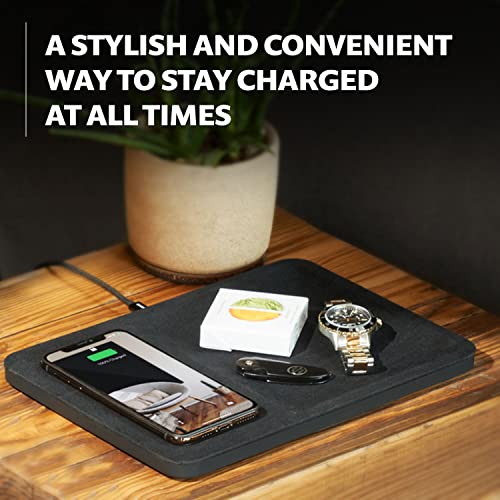 Courant Catch:3 Essentials - Belgian Linen Wireless Charger & Valet Tray - Qi-Certified, Compatible with iPhone 14, 13, 12, 11, Samsung Galaxy S23, S22, S21, S20, Note, AirPods, AirPods Pro (Charcoal)
